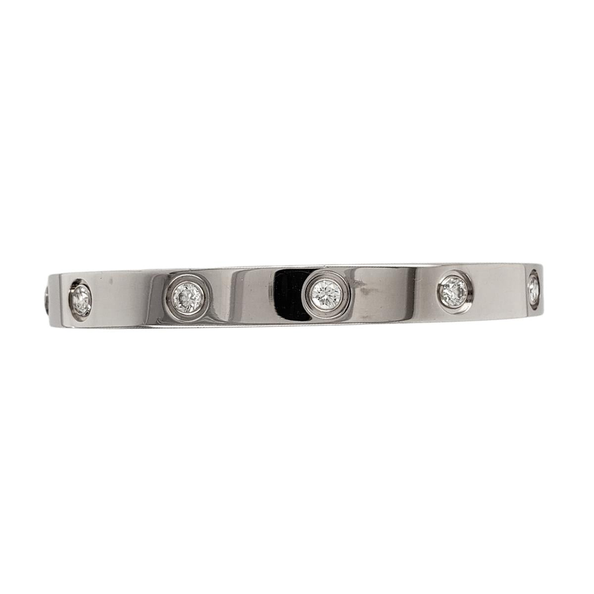 Cartier 18K WG Love Bracelet w 10 Diamonds Size 16